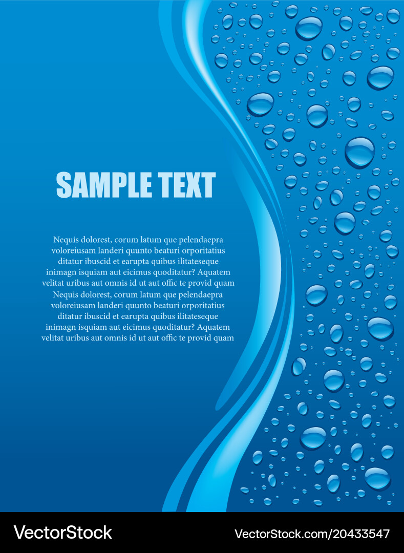Water drops on blue background with place for text