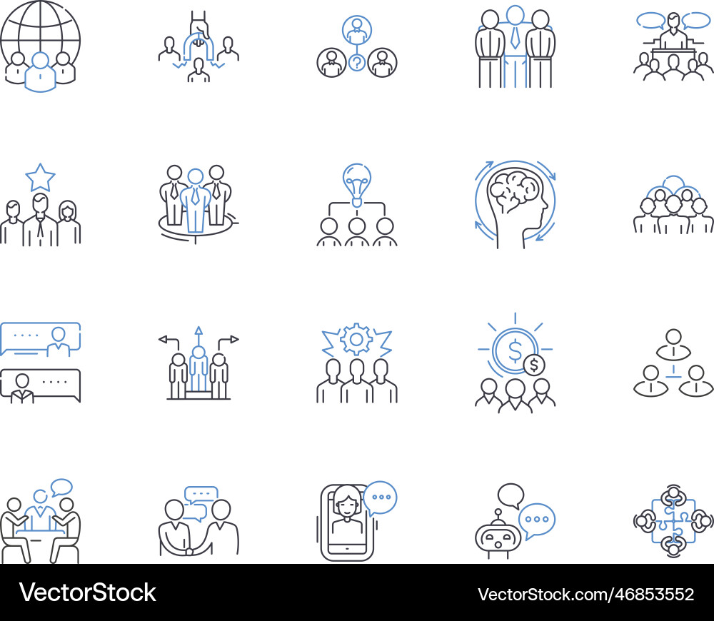Adaptability strategies line icons collection Vector Image