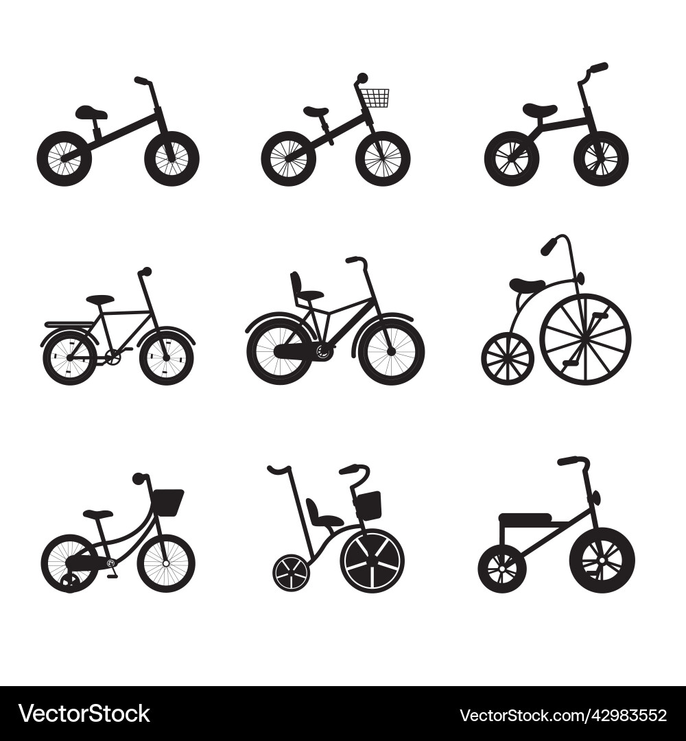 Black bicycles with different frame types Vector Image