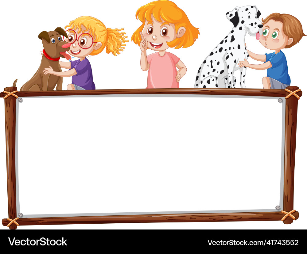 Board template with happy kids Royalty Free Vector Image