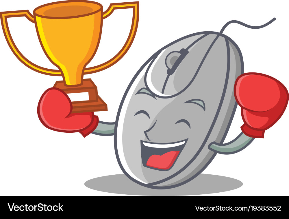 Boxing winner mouse mascot cartoon style Vector Image