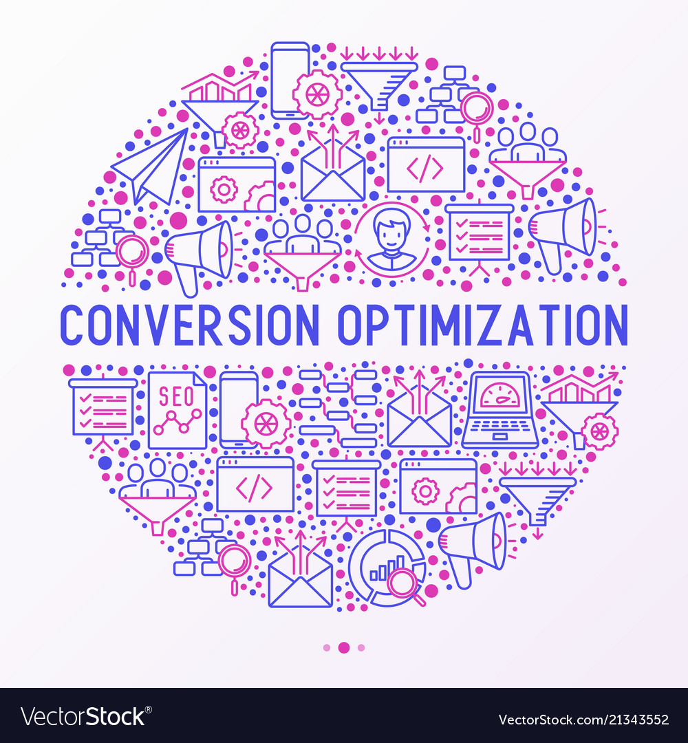 Conversion optimization concept in circle Vector Image