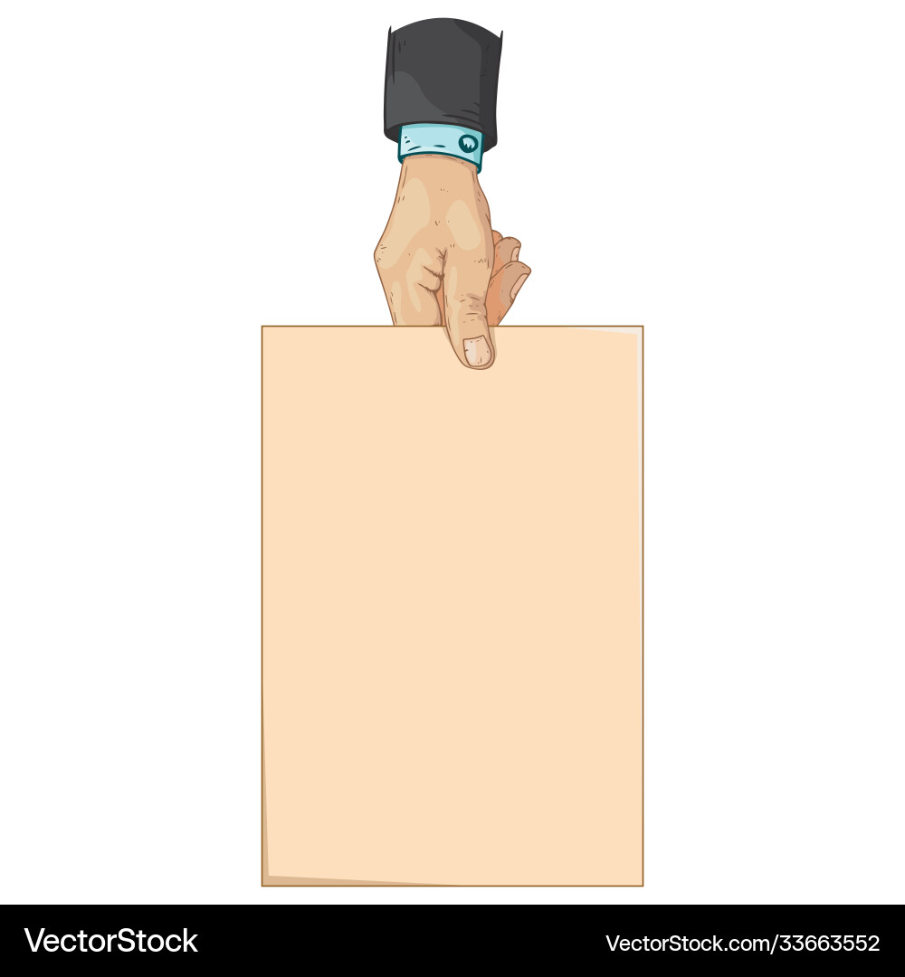 Hand is holding a blank sheet paper icon Vector Image