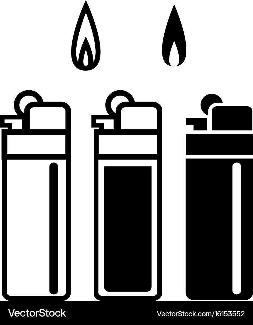 Long lighters icon in linear and silhouette style Vector Image