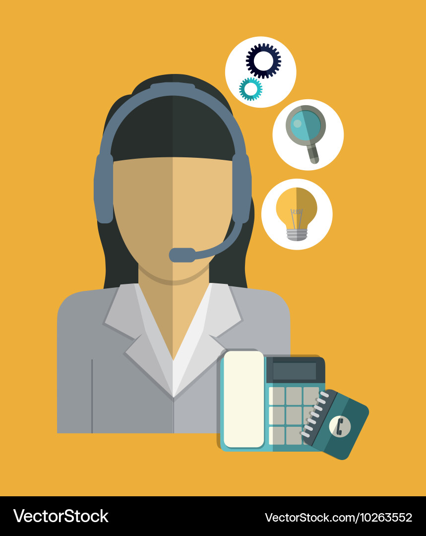 Operator woman call center service icon Royalty Free Vector