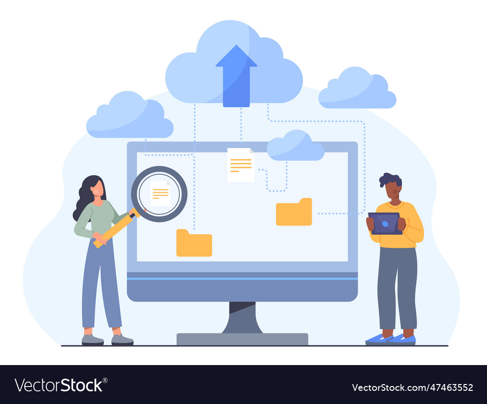 People with clouds data concept Royalty Free Vector Image