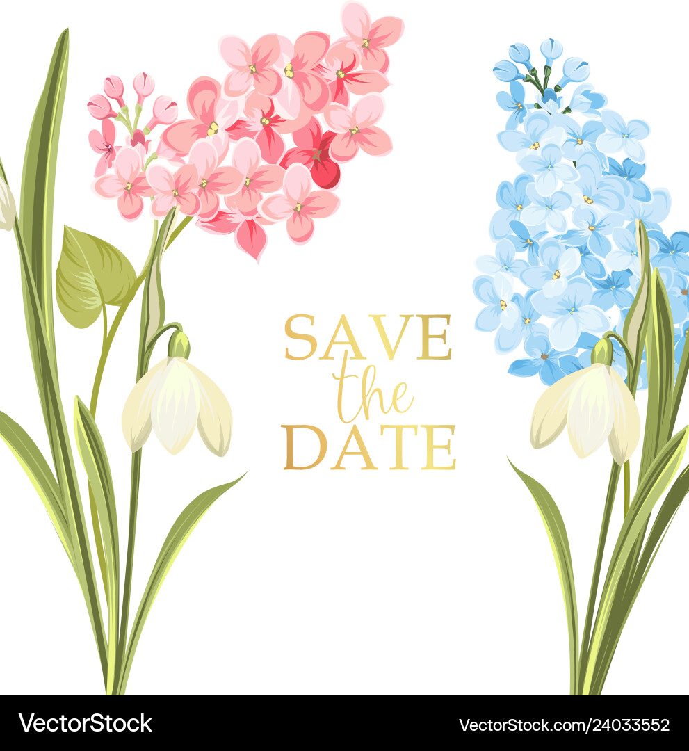 Save the date card with template sign and spring Vector Image