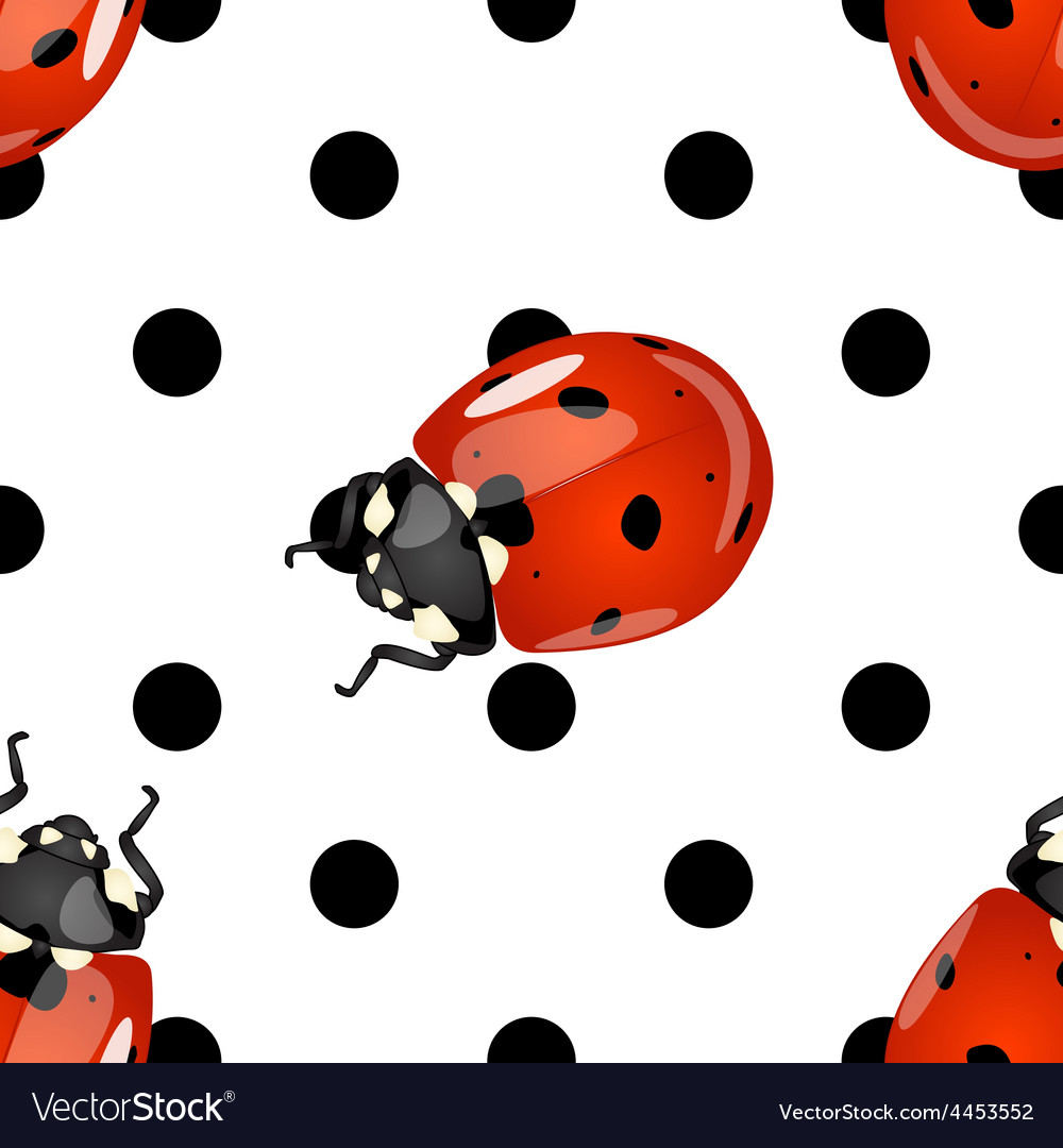 Seamless ladybugs and polka dots pattern Vector Image