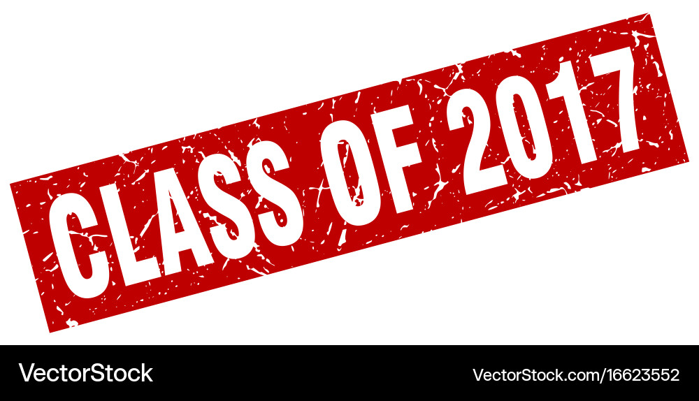 Square grunge red class of 2017 stamp Royalty Free Vector