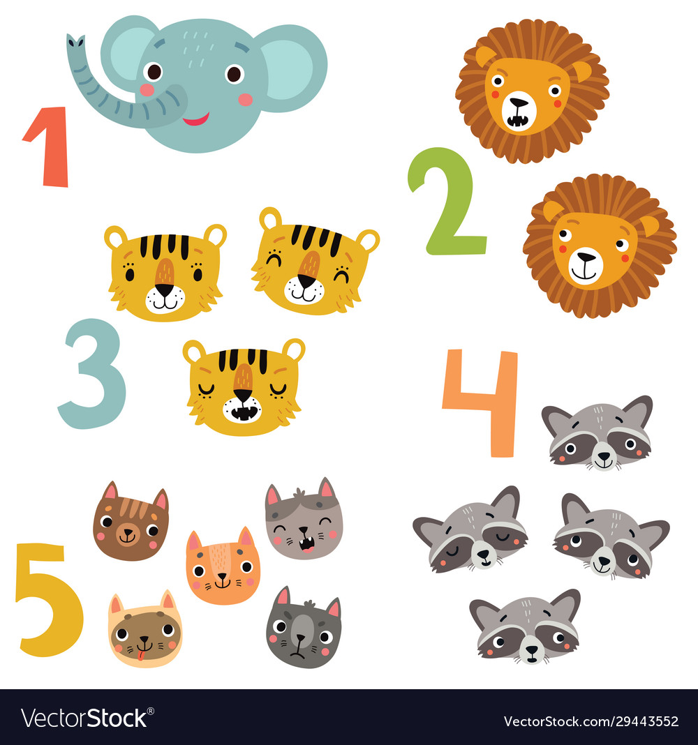 We study numbers with animals score Royalty Free Vector