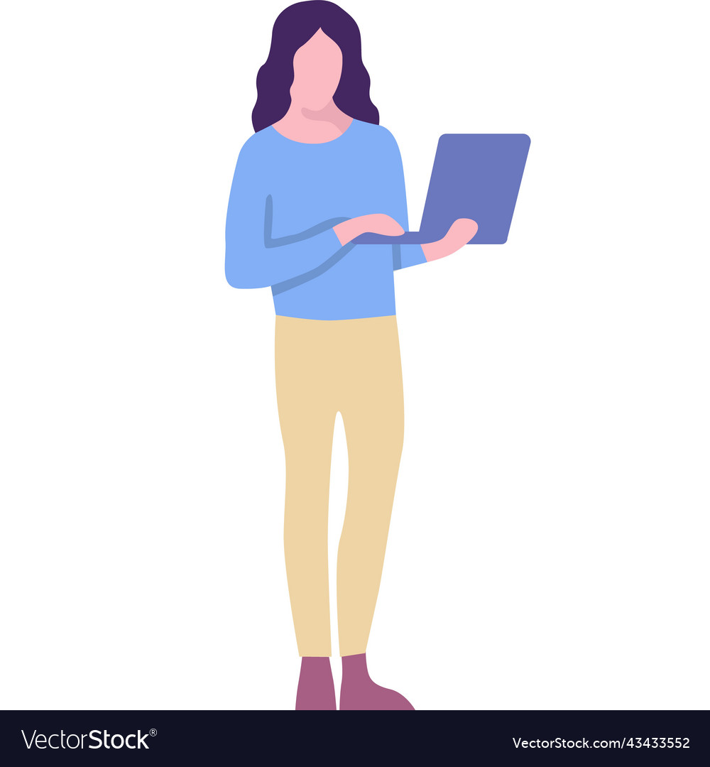Woman working laptop computer flat icon Royalty Free Vector Woman working laptop computer flat icon Royalty Free Vector