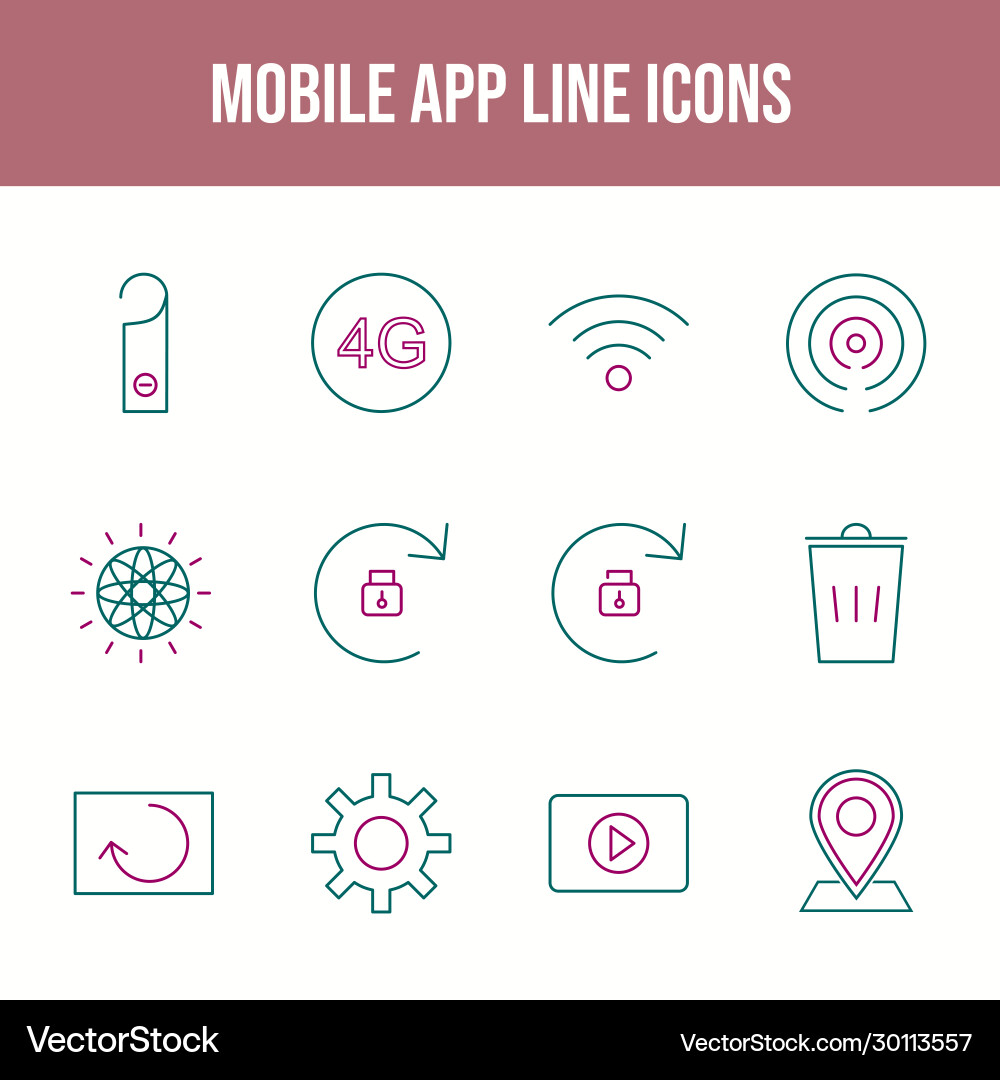 12 mobile app icons in one set Royalty Free Vector Image