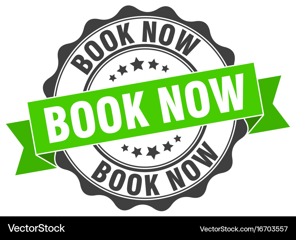 Book now stamp sign seal Royalty Free Vector Image