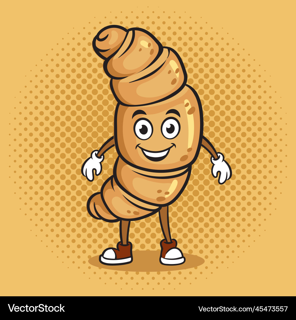 Cartoon croissant pop art Royalty Free Vector Image