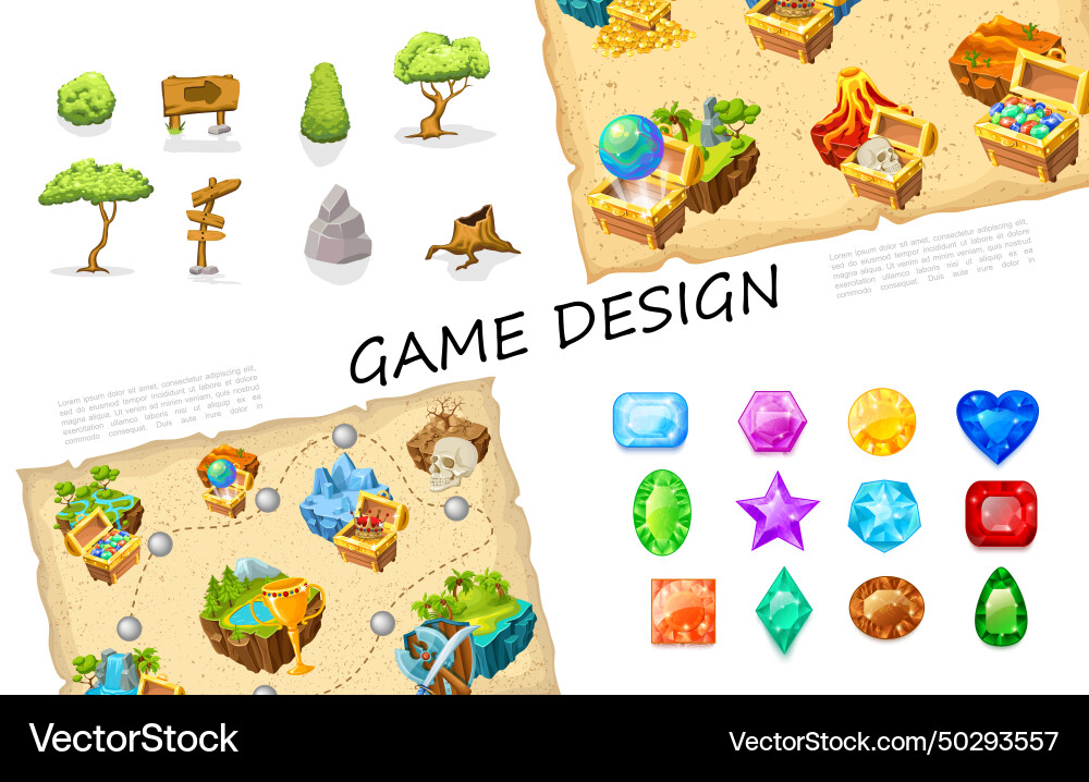 Cartoon game elements collection Royalty Free Vector Image