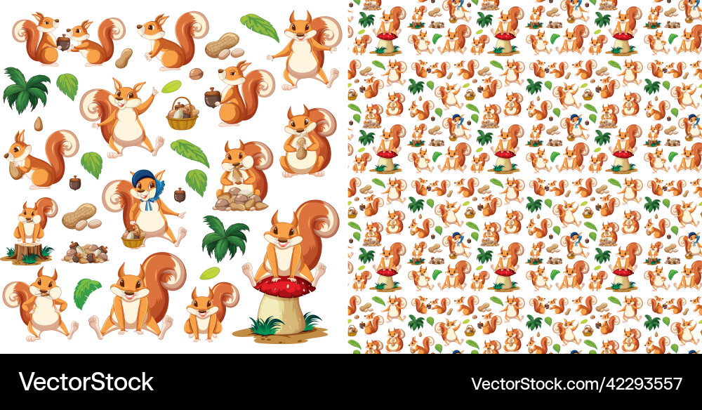 Cute animals cartoon set on white background Vector Image