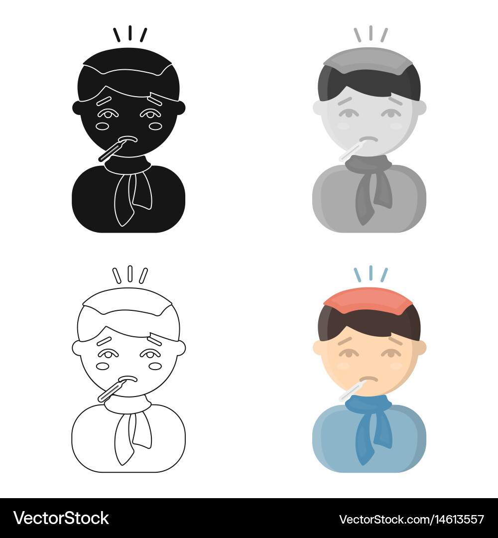 Fever icon cartoon single sick from the big Vector Image