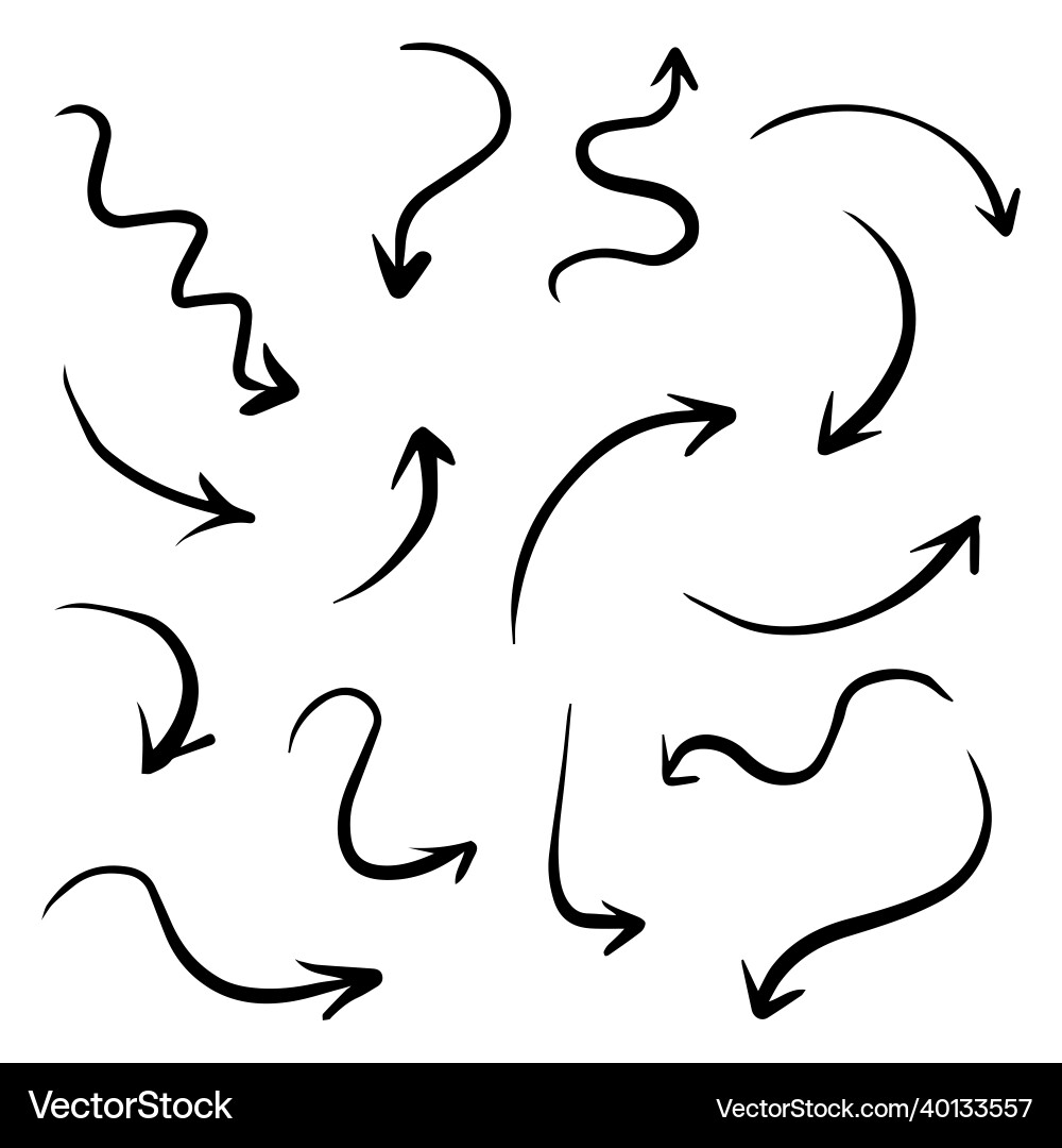 Hand drawn arrows icons set arrow icon Royalty Free Vector
