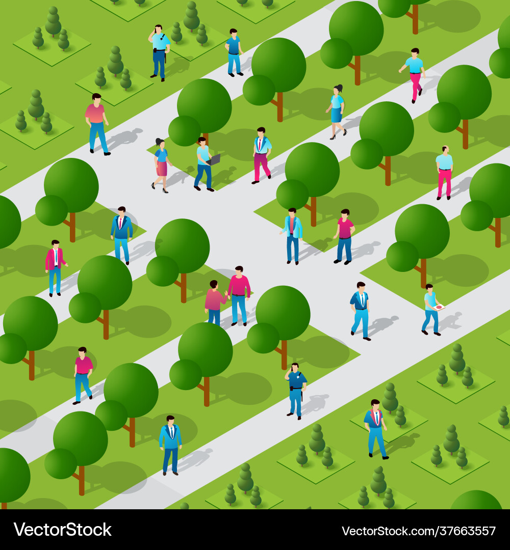 Isometric people walking lifestyle socializing in Vector Image