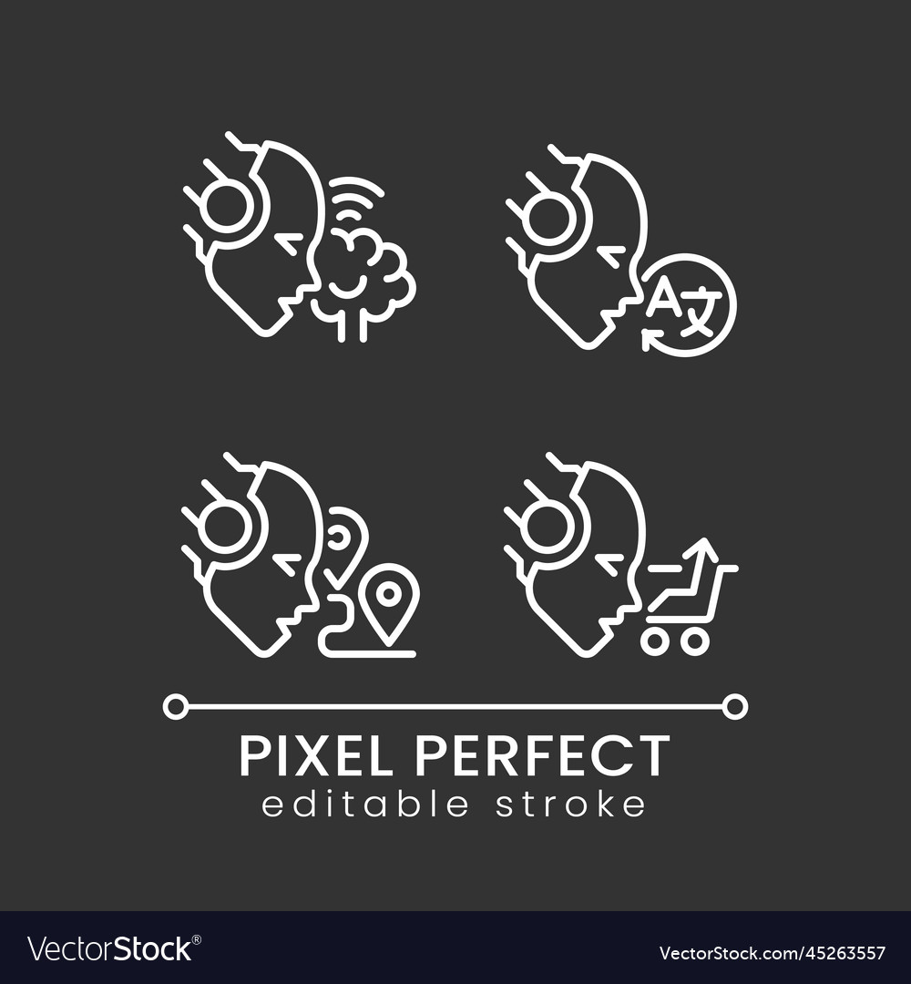 Machine learning usage pixel perfect white linear Vector Image