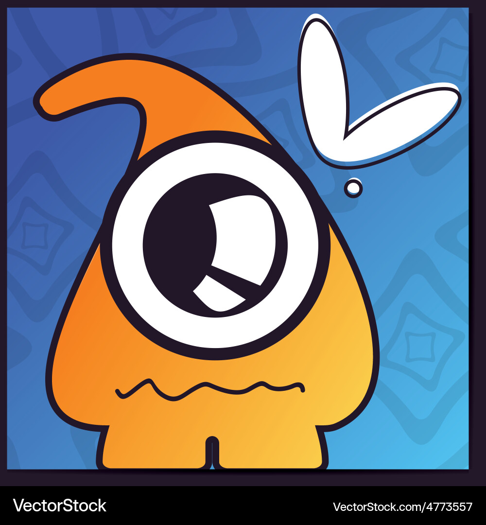 Monster with heart on abstract color background Vector Image