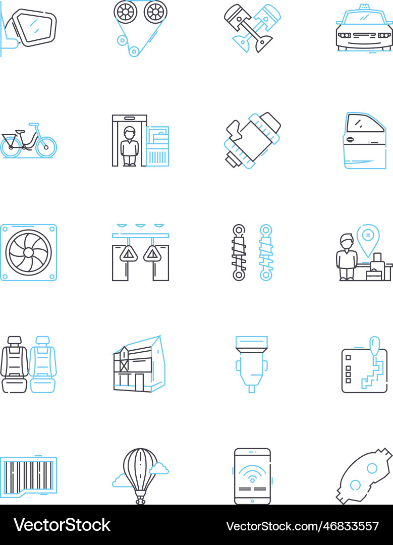 Motorist linear icons set driver commuter car Vector Image