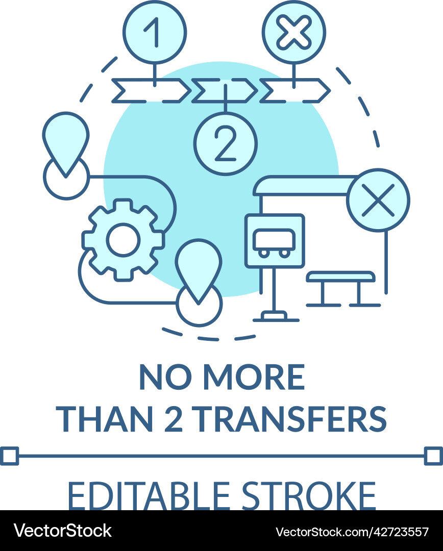 No more than two transfers turquoise concept icon Vector Image