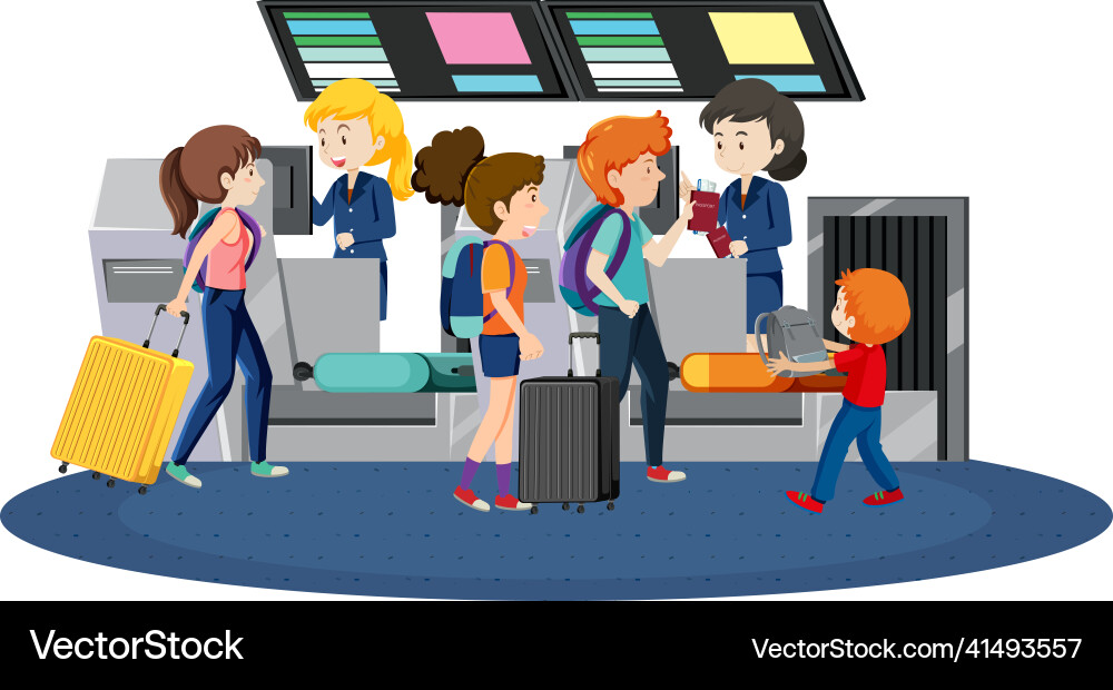 Passengers at check-in counter with service staffs