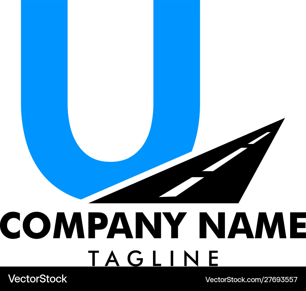 Road way letter u icon logo template Royalty Free Vector