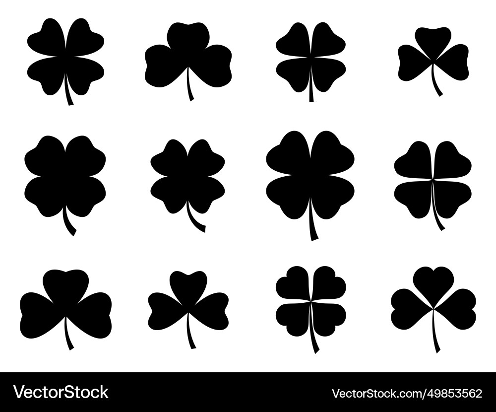 Clover leaves icon set isolated on white Vector Image