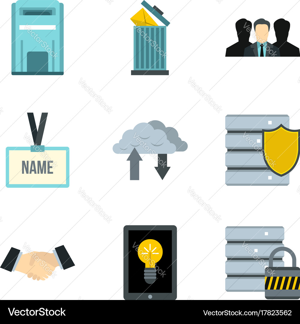 Company data icons set cartoon style Royalty Free Vector