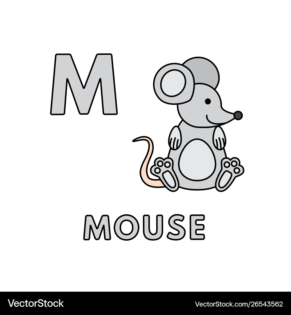Cute cartoon animals alphabet mouse Royalty Free Vector