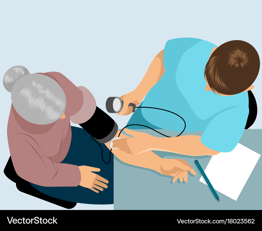 Doctor measures the pressure Royalty Free Vector Image
