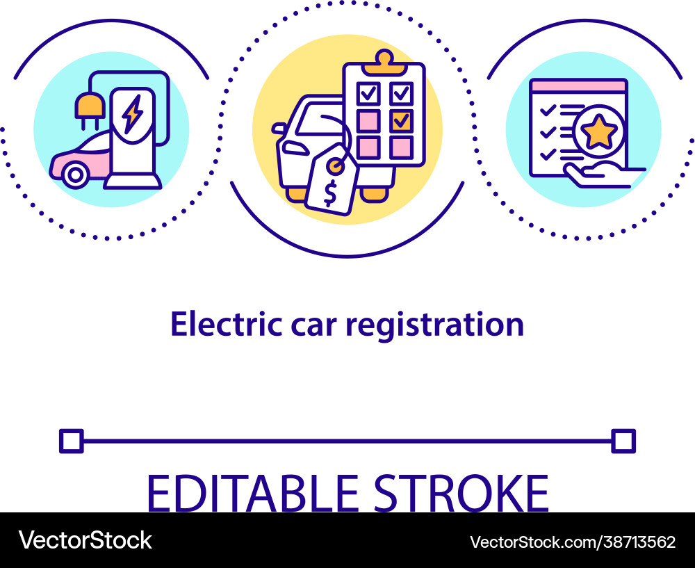 Electric car registration concept icon Royalty Free Vector
