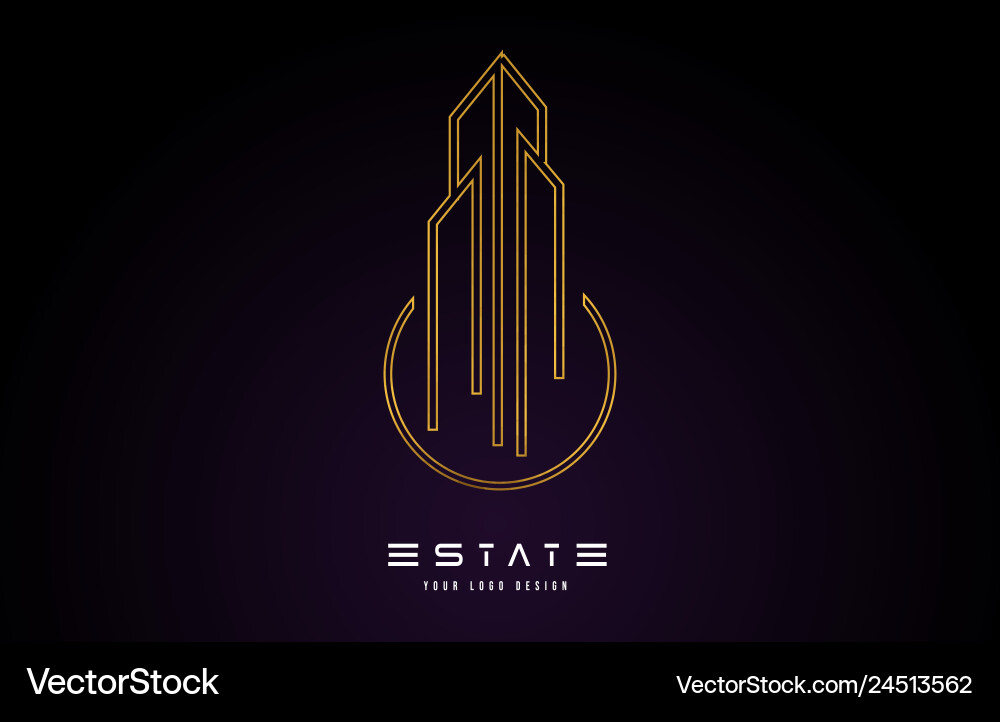Gold real estate modern monogram logo design Vector Image