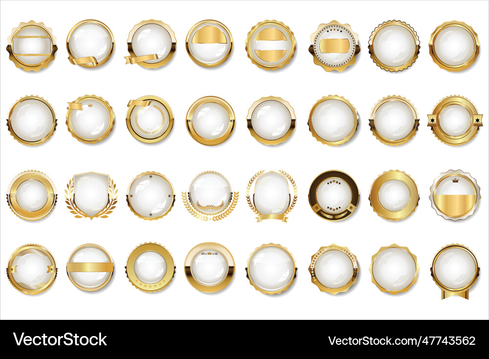 Golden empty labels retro vintage design Vector Image