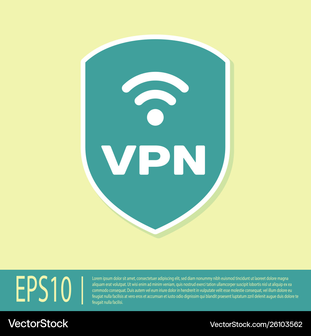 Green shield with vpn and wifi wireless internet Vector Image