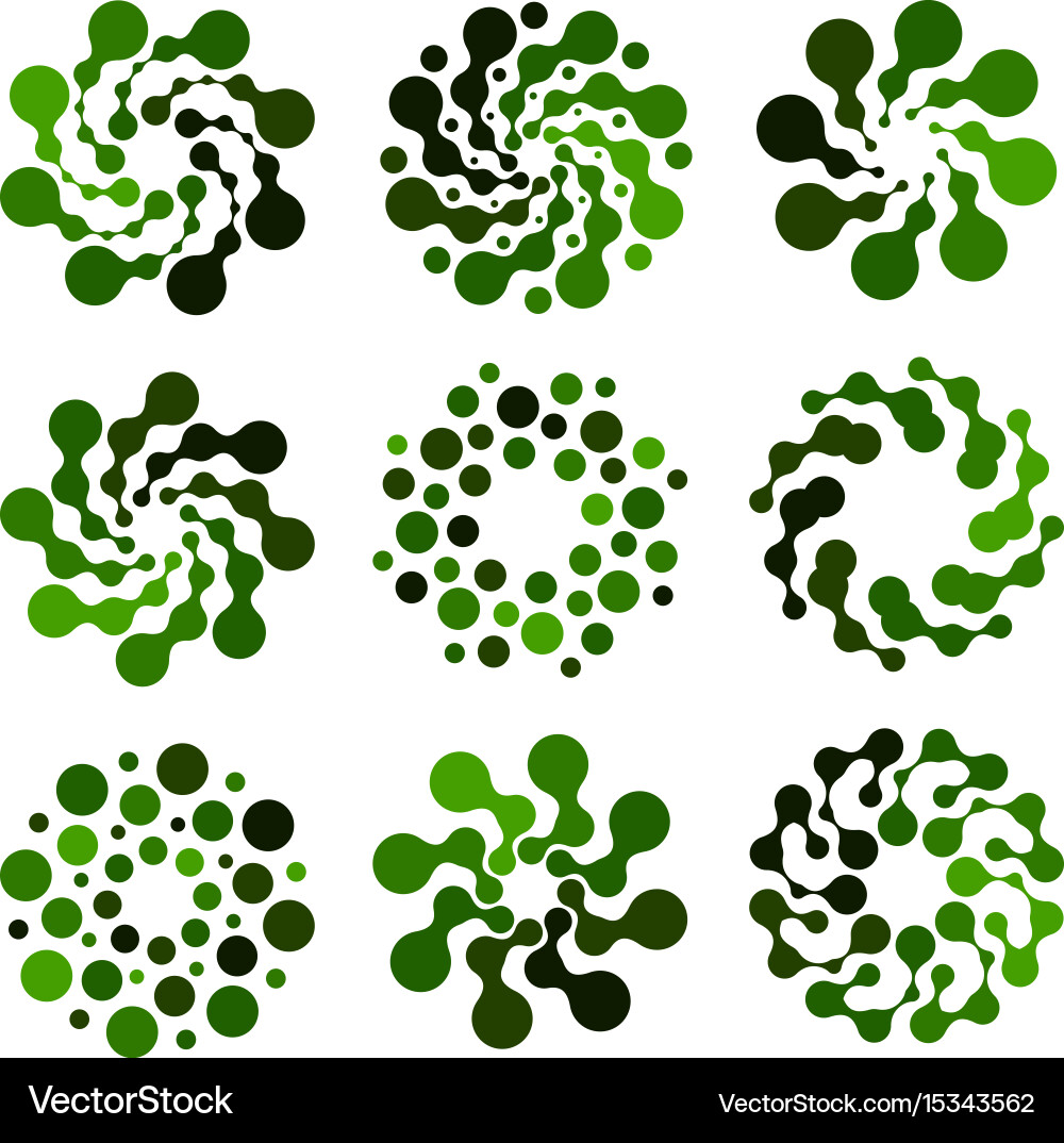 Isolated abstract green color round shape logo set
