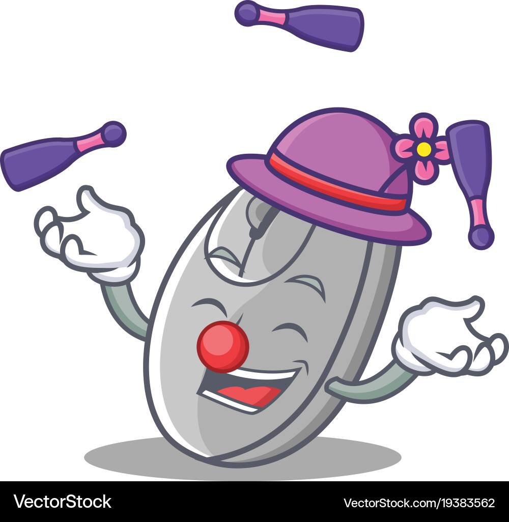 Juggling mouse mascot cartoon style Royalty Free Vector
