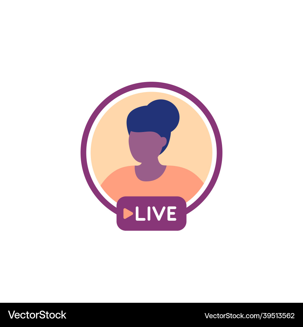 Live stream with a girl icon Royalty Free Vector Image