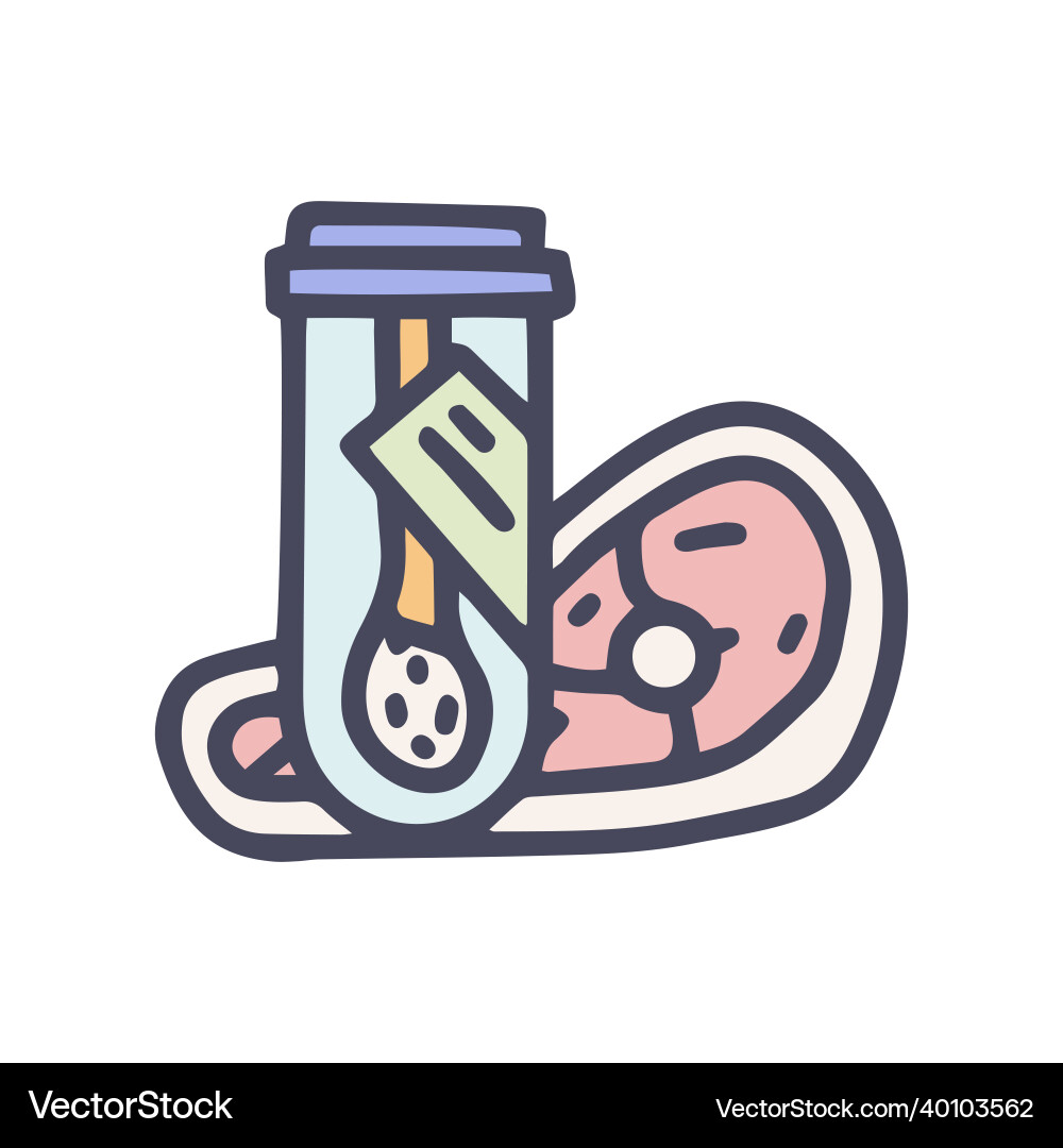 Meat inspection color doodle simple icon Vector Image