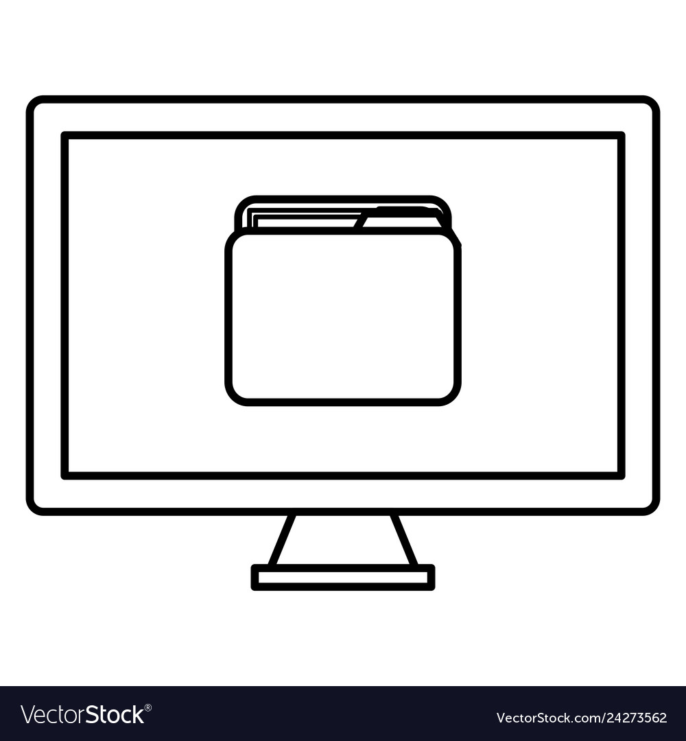 Monitor computer with folder Royalty Free Vector Image