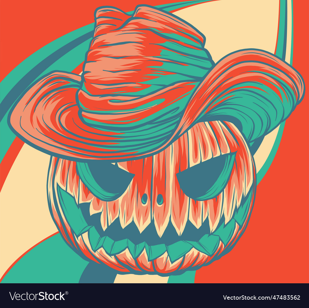 Pumpkin on colored background the happy halloween Vector Image