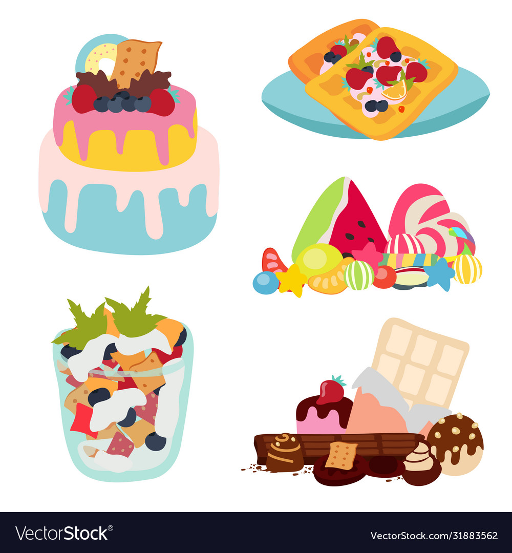Set sweets Royalty Free Vector Image - VectorStock