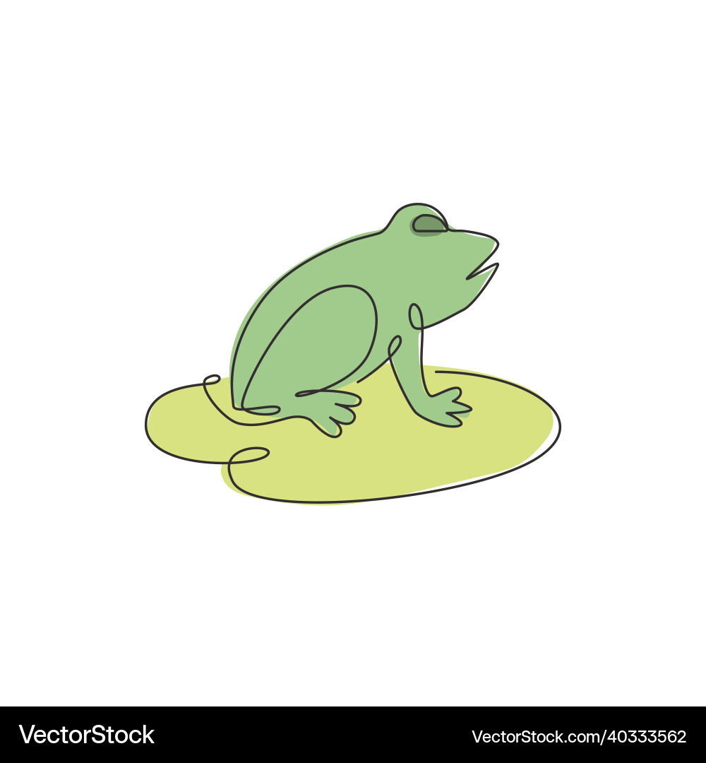 Single continuous line drawing of happy frog Vector Image