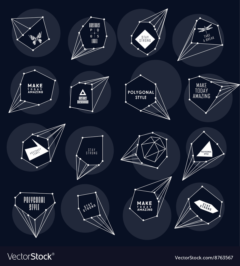 Abstract polygonal label design elements Vector Image