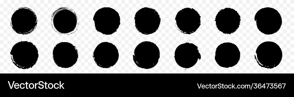 Black round stamps isolated set ink painted Vector Image