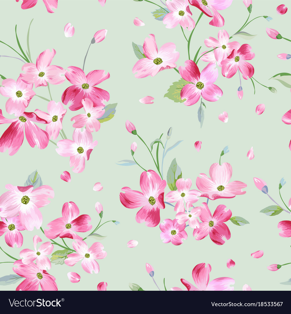 Blooming spring flowers pattern seamless Vector Image
