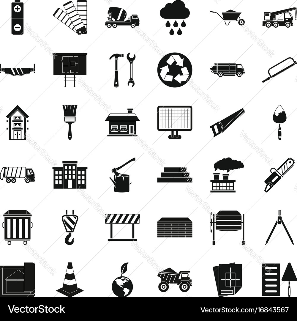Construction in city icons set simple style Vector Image