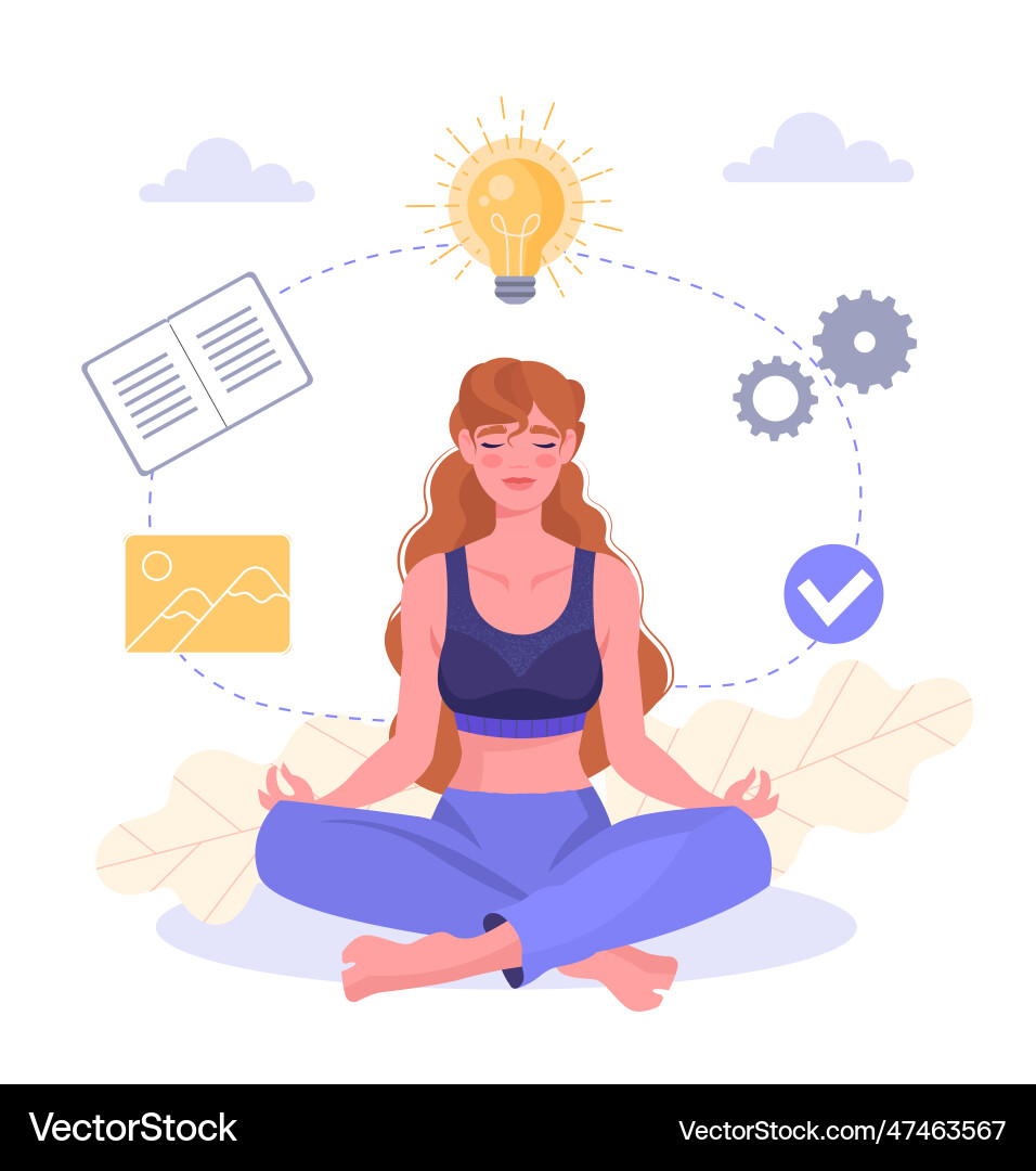 Creative woman in lotus position concept Vector Image